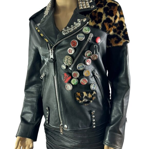 Coach | Jackets & Coats | Coach Moto Biker Black Leather Embellished ...